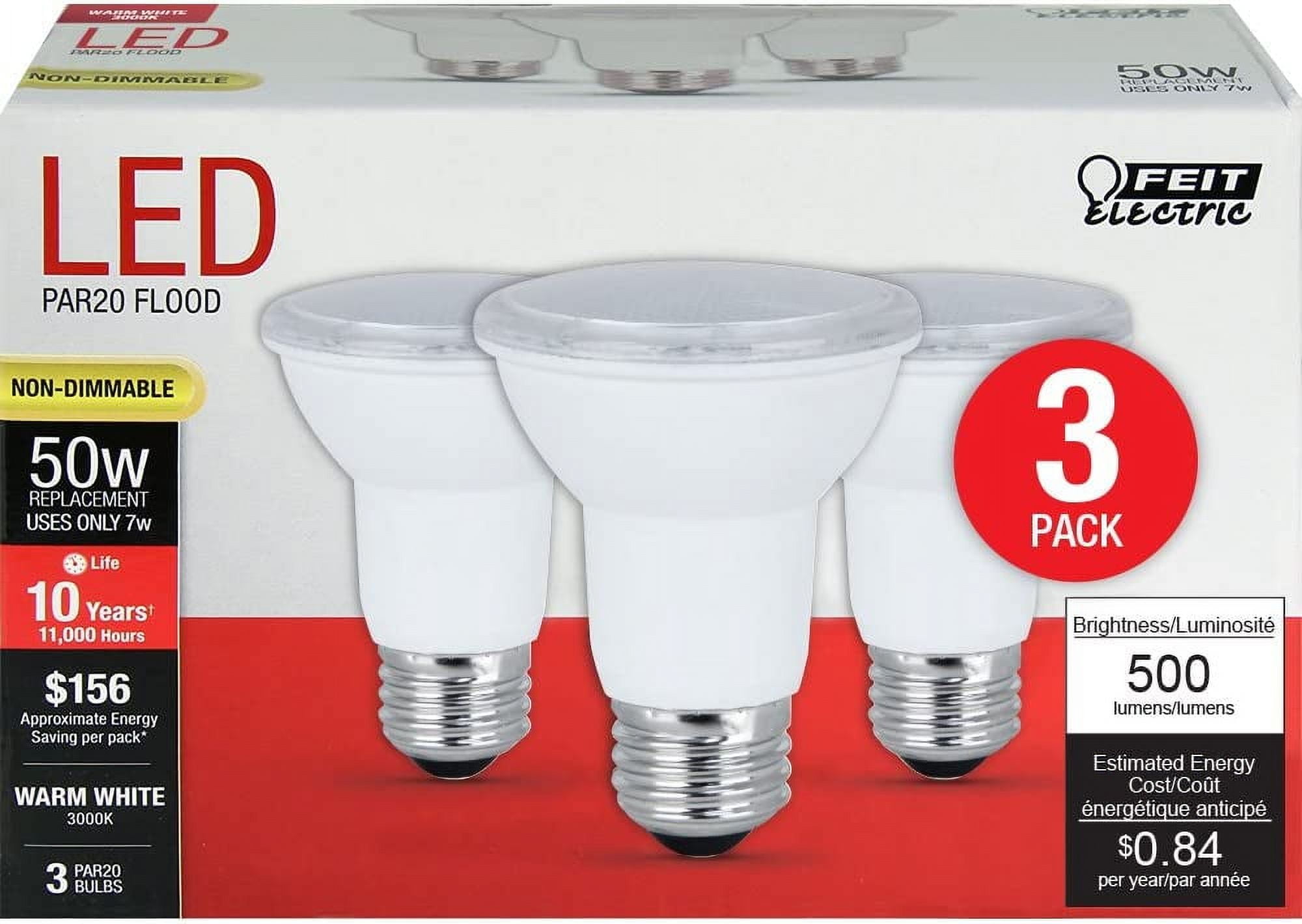 OTGFRF-PAR20 LED Light Bulb, 50W Equivalent, Non-Dimmable, 3000K Warm ...