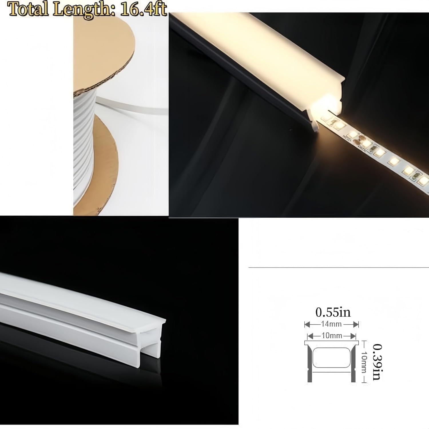 OTGFRF-Silicone LED Channel System, 16.4Ft/5M Through Free White ...