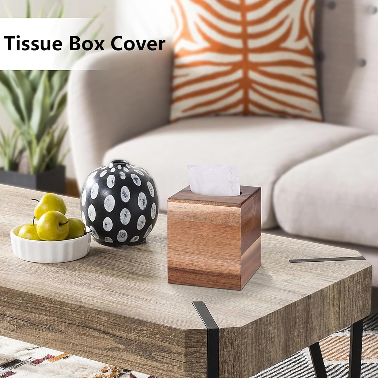 OTGFRF-Tissue Box Cover Square, Acacia Wood Tissue Box Holder with ...