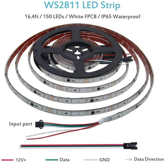 OTGFRF-WS2811 LED Strip RGB Addressable LED Rope Light 12V 5m 150 LEDs ...