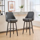 OTHNIEL Bar Stools Set of 2 Adjustable Chenille Swivel Barstool,Metal ...