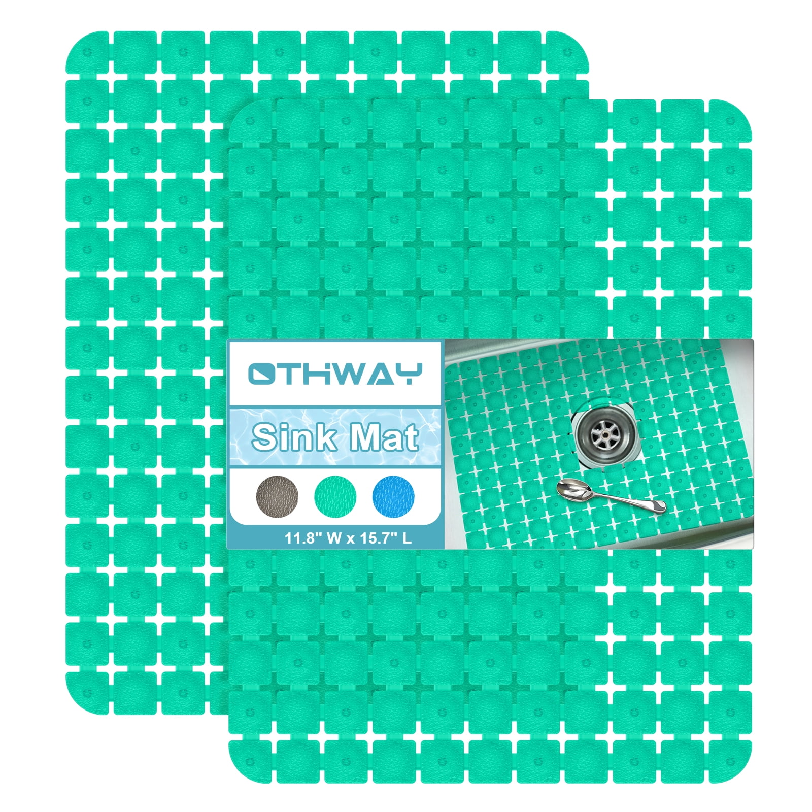 OTHWAY 2-Pack Square Sink Mats,Non-Slip Sink Mats for Kitchen, Quick ...