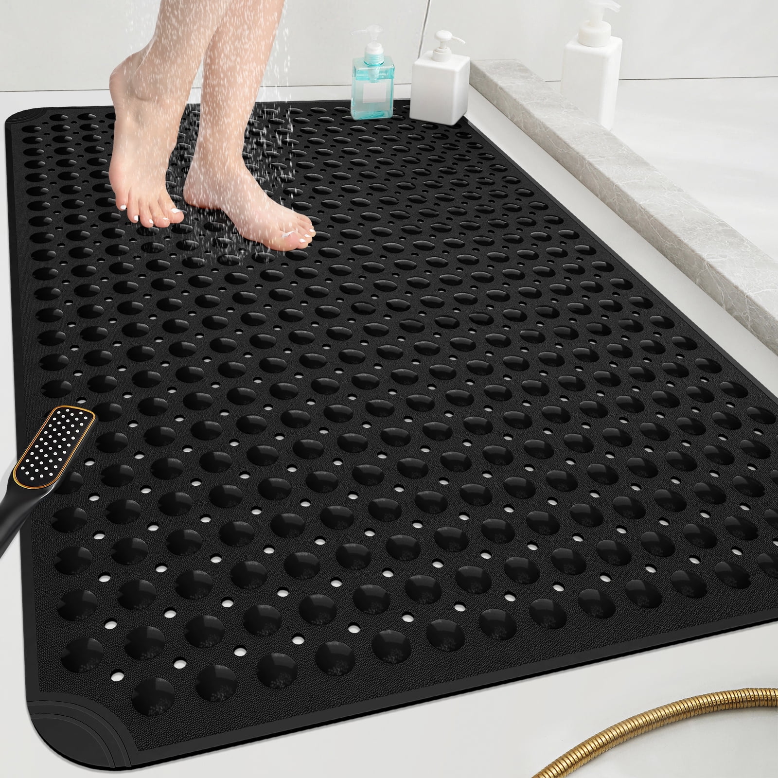 OTHWAY Extra Large Shower Mat 47x32, TPE Non Slip Shower Mat, Inside ...