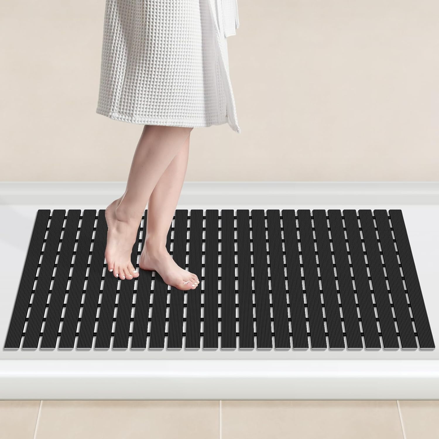 Large Shower Mat, 35.4 x 24 Inch No Suction Cup Shower Mat Non Slip ...
