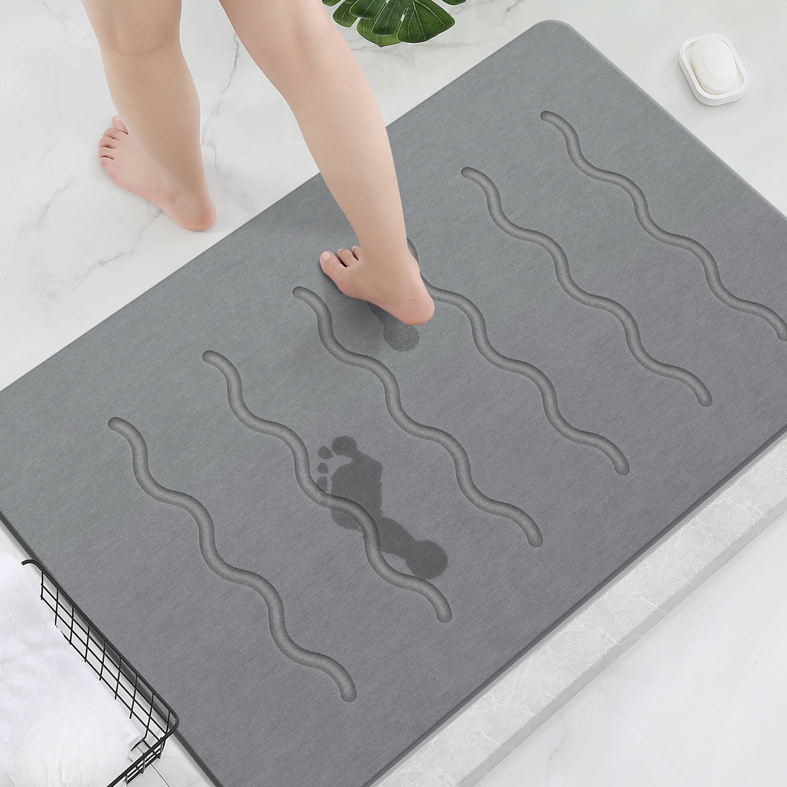 OTHWAY Large Stone Bath Mat, 32"x 20" Diatomaceous Earth Bath Mat for ...