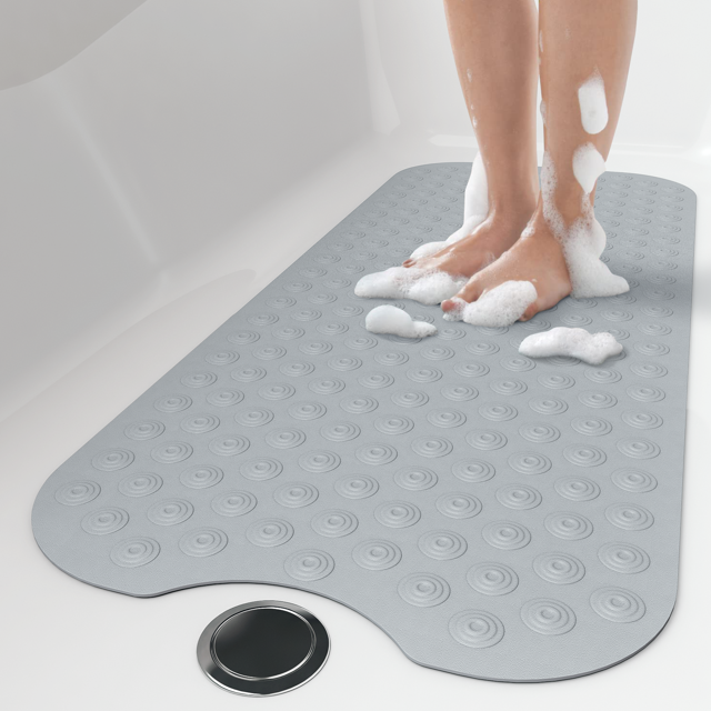 OTHWAY No Suction Cup Bath Mat: 39x16inch Extra Long Bathmat, Machine ...