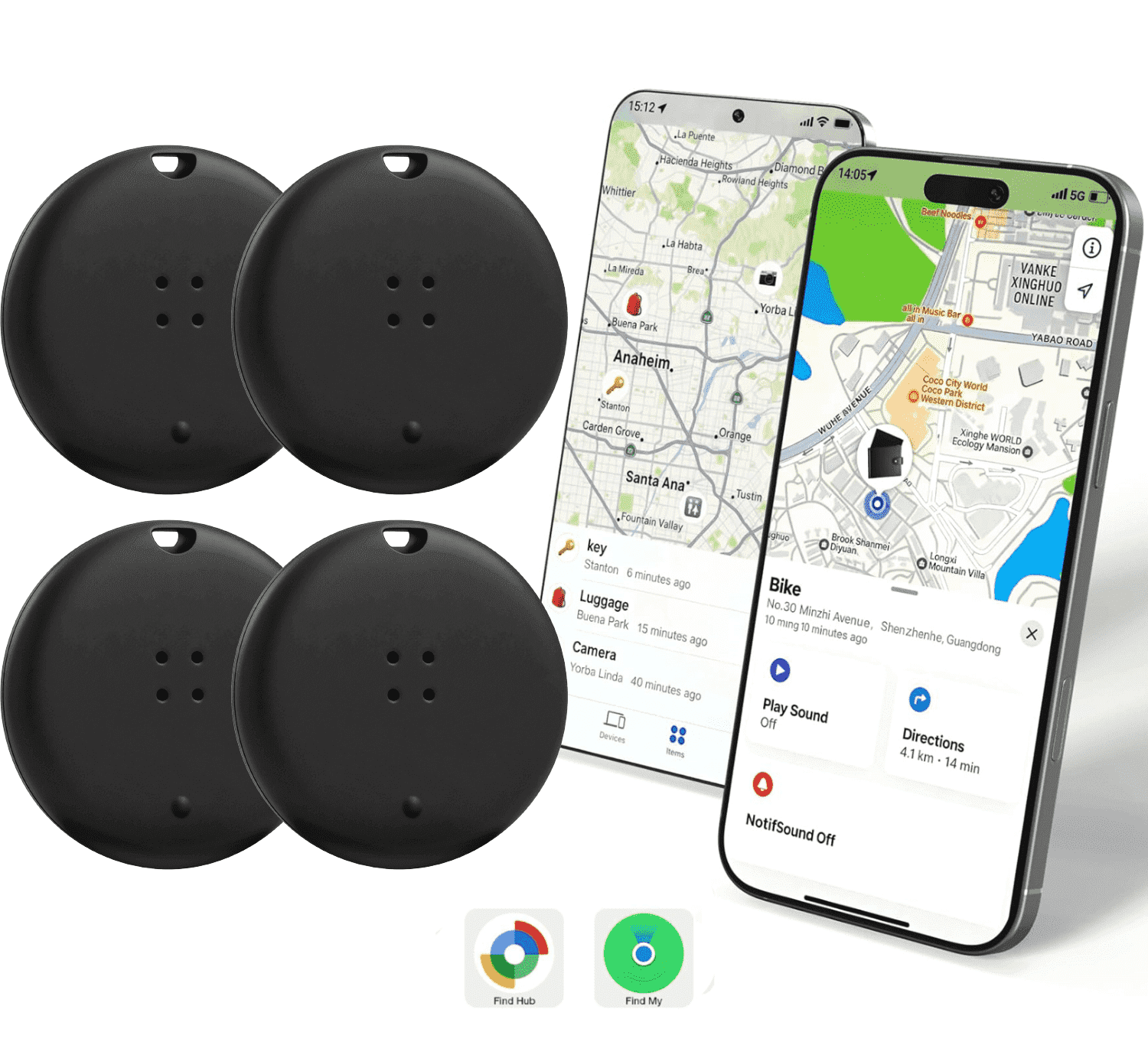 OTIC Dual System Bluetooth Smart Tracker Tags 4 Pack, Item Finder ...