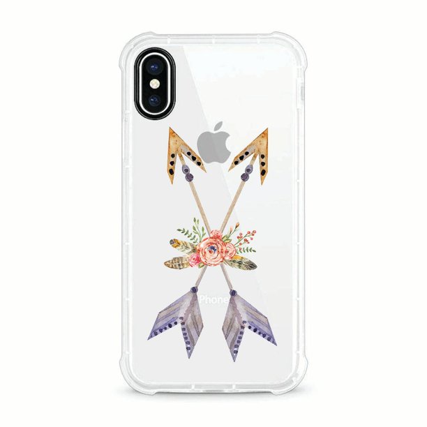 OTM Essentials iPhone X Clear Rugged Edge Phone Case, Flowers & Arrows ...