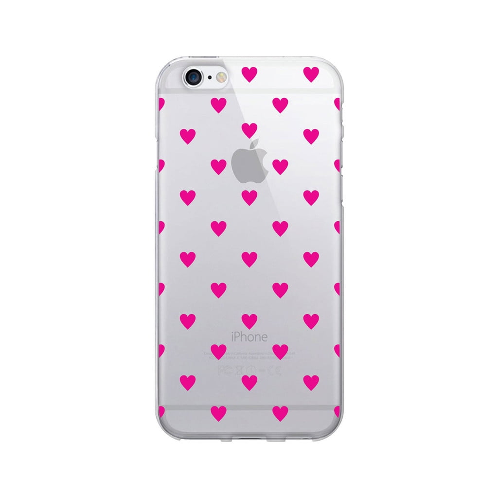 OTM Prints Clear Phone Case, Dotty Magenta Hearts iPhone 6 Plus/7 Plus ...