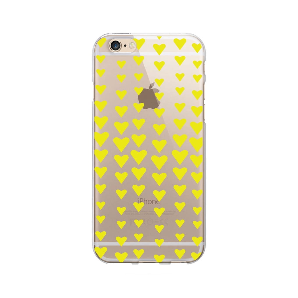 OTM Prints Clear Phone Case, Falling Yellow Hearts - iPhone 6/6s/7/7s ...