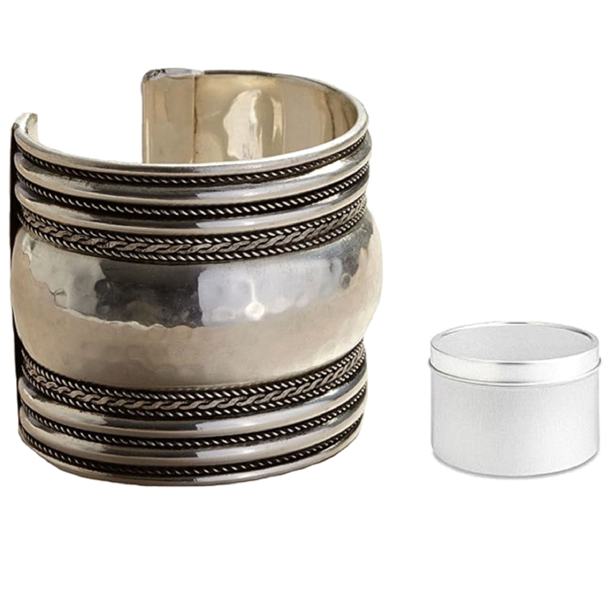 OTM Silver Textured Wide Cuff Bracelet and Gift Tin - Walmart.com