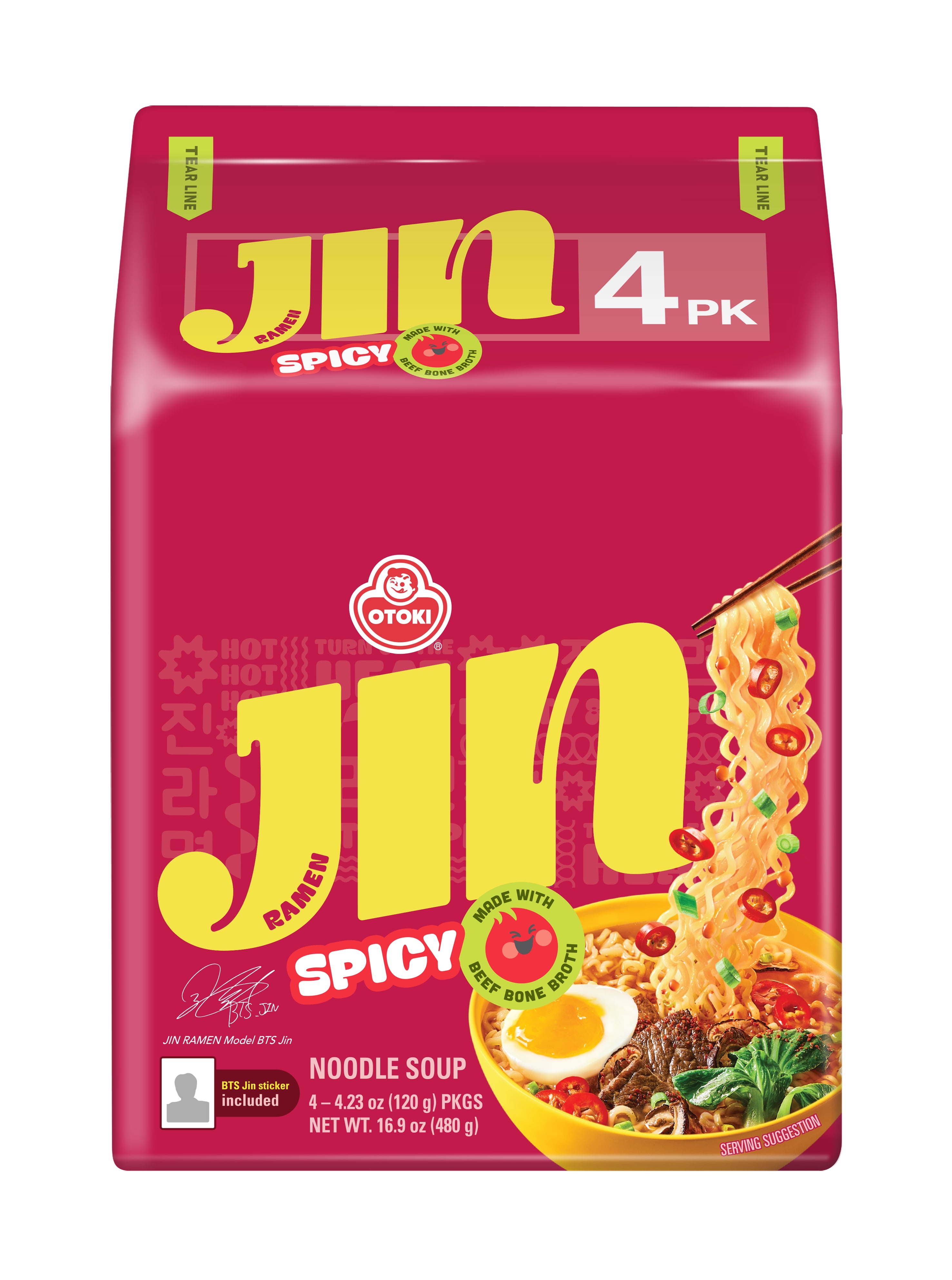 OTOKI Jin Ramen Spicy Noodle Soup, 4 Packs, 4.23 oz - Walmart.com
