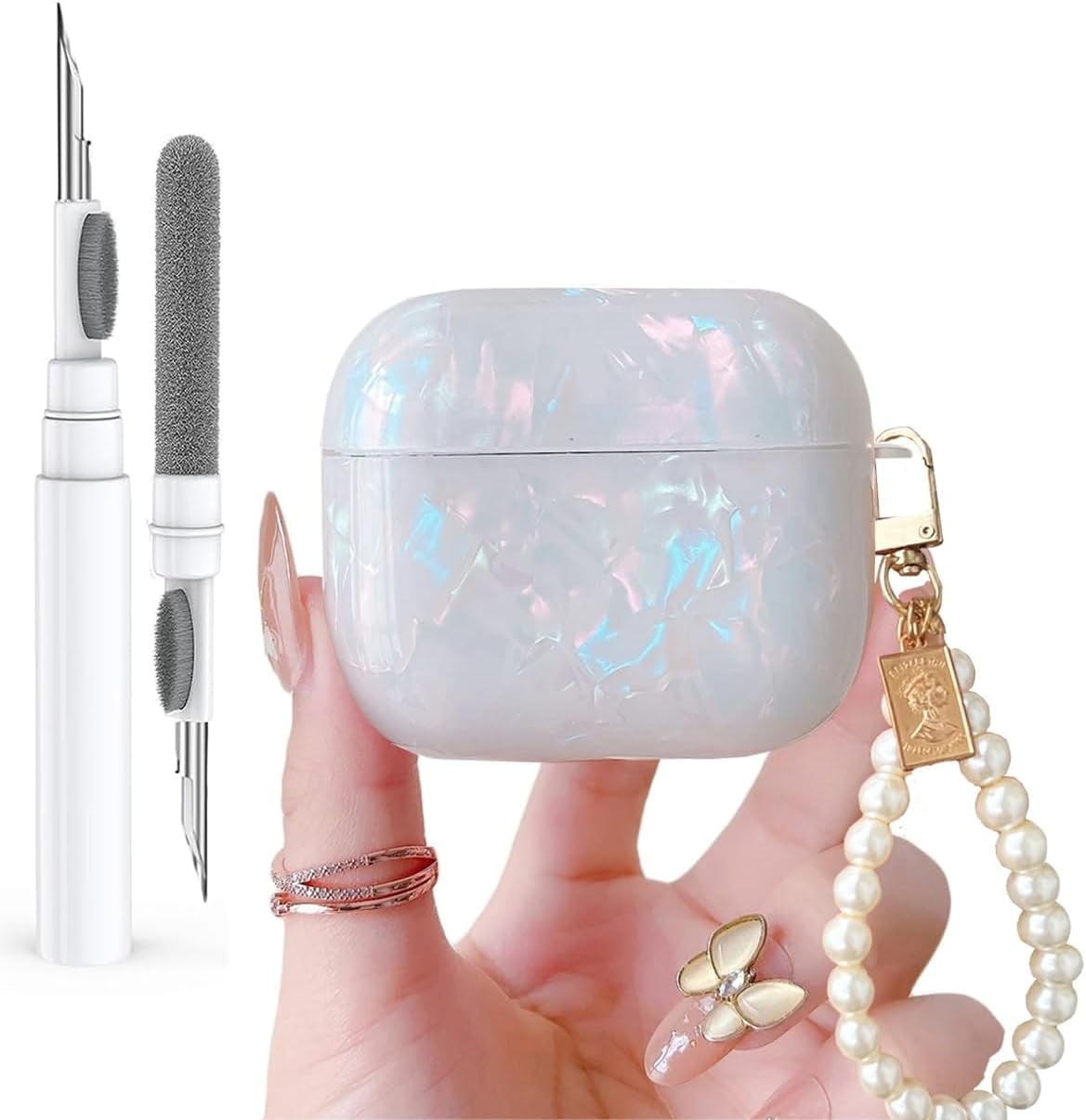 OTOPO Cute Glitter Airpod 4 Case with Cleaner Pen, Shell Pattern ...