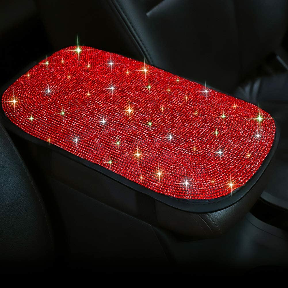 OTOSTAR Bling Bling Car Armrest Cover Luster Crystal Car Center Console ...