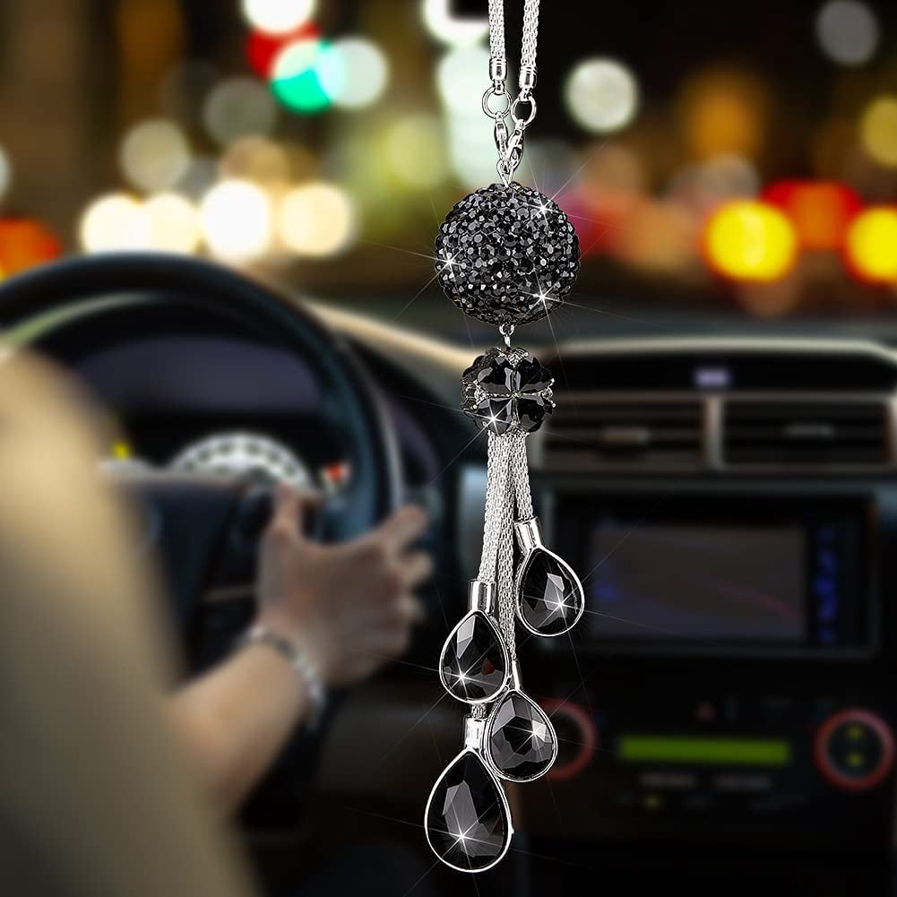 OTOSTAR Bling Crystal Ball and Drops Car Hanging Accessories, Car Rear ...