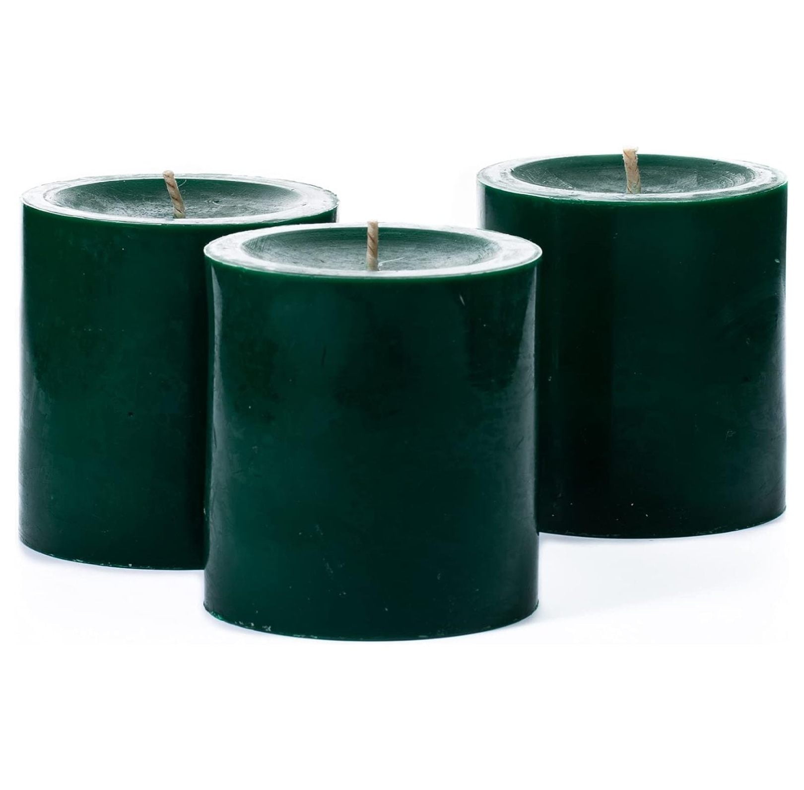 OTTO12306 Set of 3 Dark Green Pillar Candles 3" x 3" Unscented Hand ...