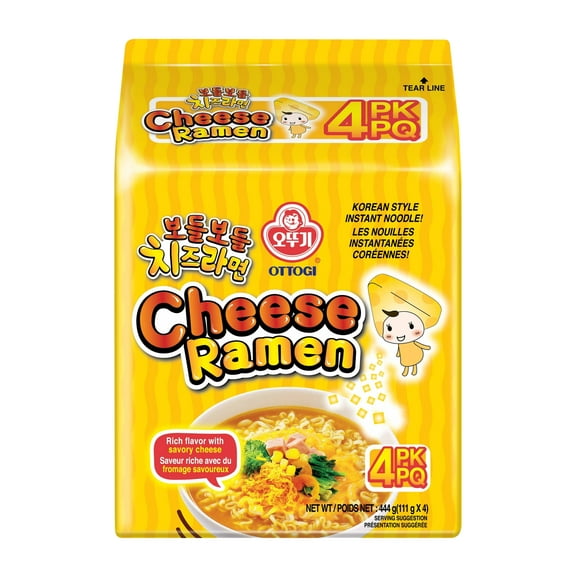 OTTOGI Cheese Ramen Rich Flavor Noodle Soup Pack, 3.91oz x 4 Count ...