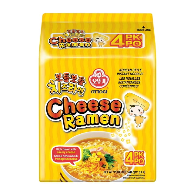 OTTOGI Cheese Ramen Rich Flavor Noodle Soup Pack, 3.91oz x 4 Count ...