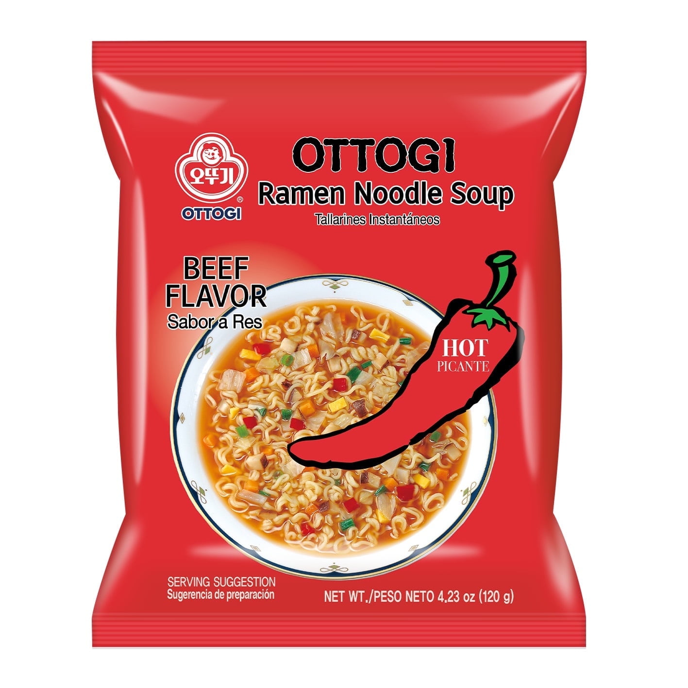 OTTOGI RAMEN, Hot Spicy Beef Flavor, Hispanic Flavor, Authentic Korean Instant Noodle, Genuine ...