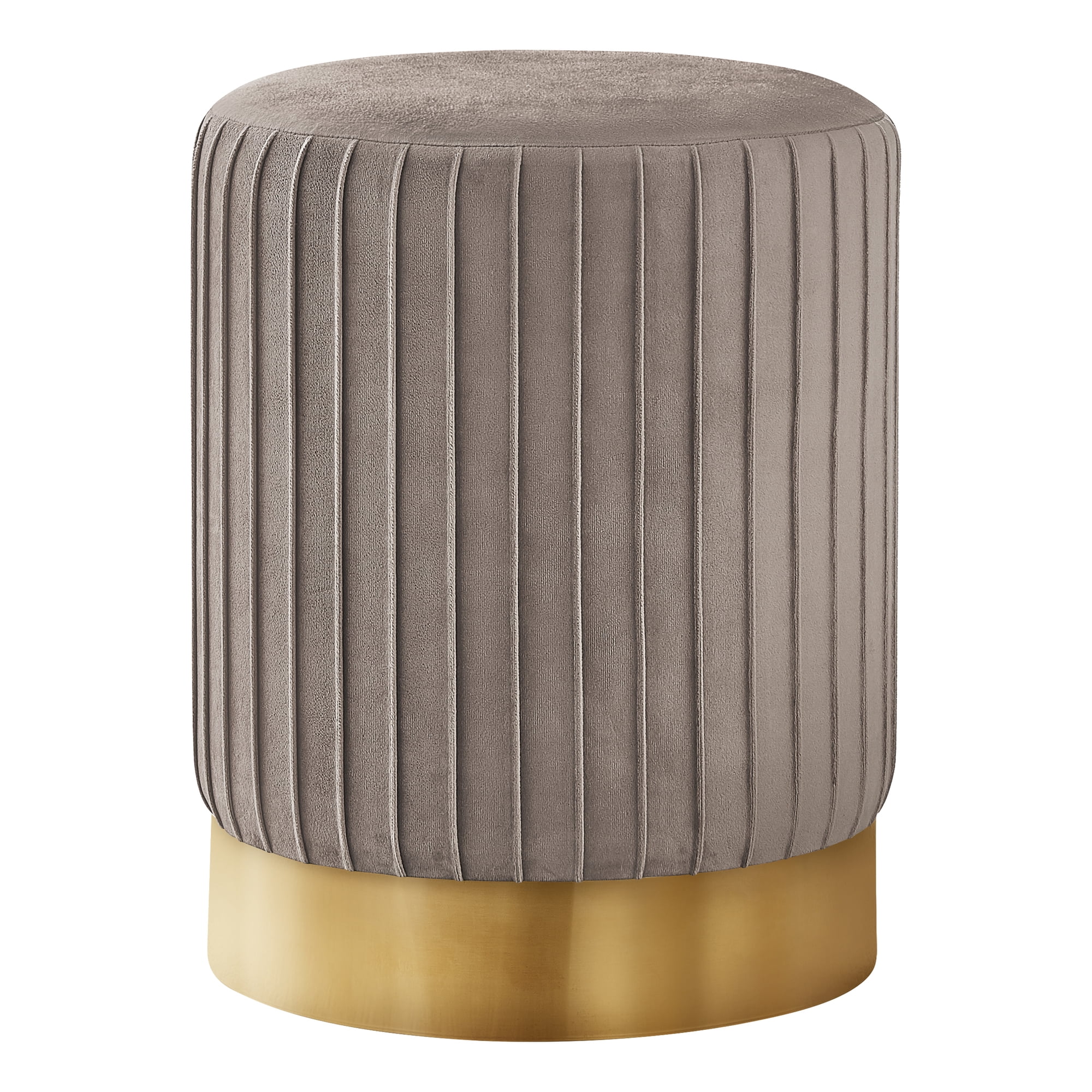 OTTOMAN - PLEATED SIDES / METAL BASE / CYLINDRICAL UPHOLSTERED POUF ...