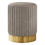 OTTOMAN - PLEATED SIDES / METAL BASE / CYLINDRICAL UPHOLSTERED POUF ...