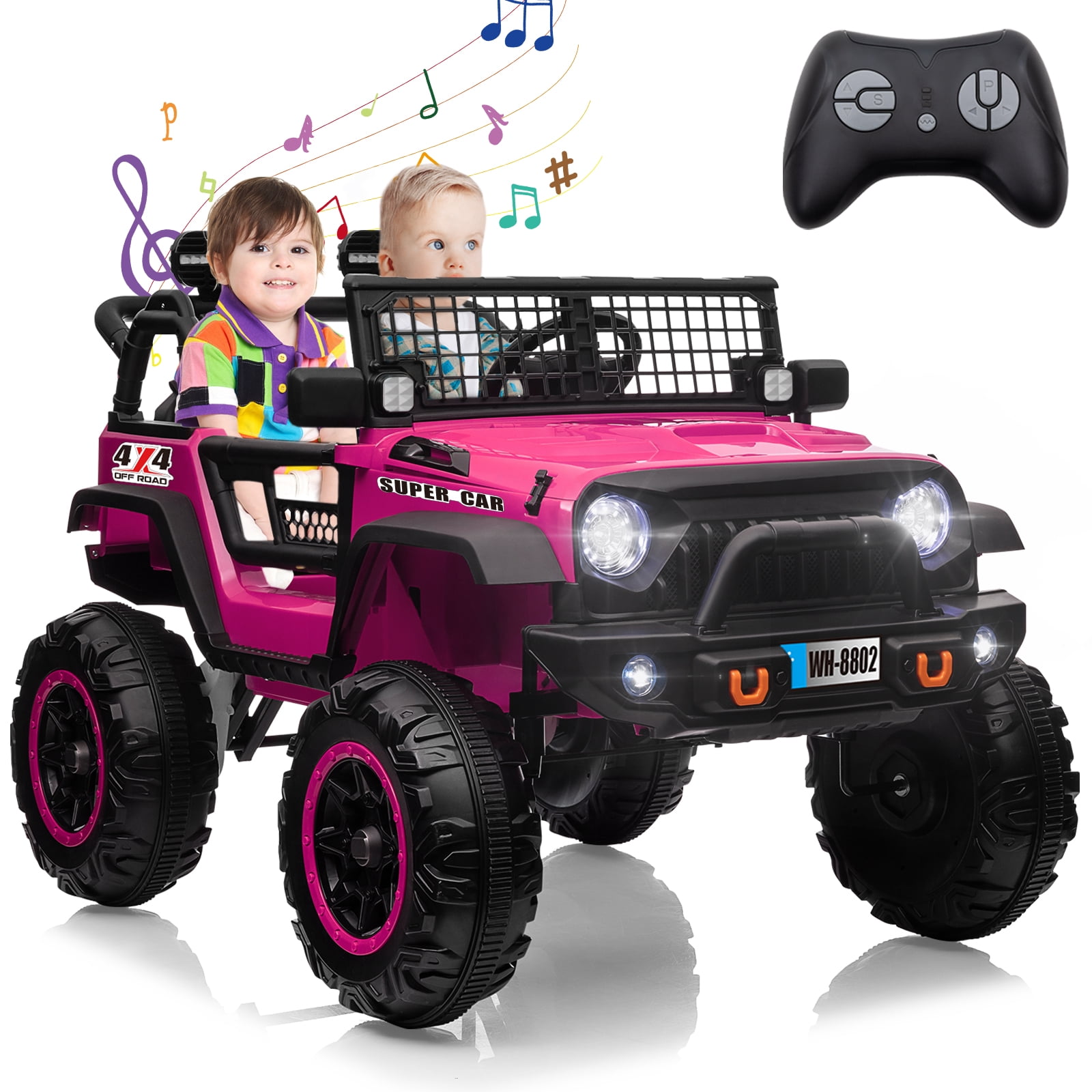 OTTORD 12V Battery 4 Wheel Car,Kids Ride on Electric Car with Remote ...