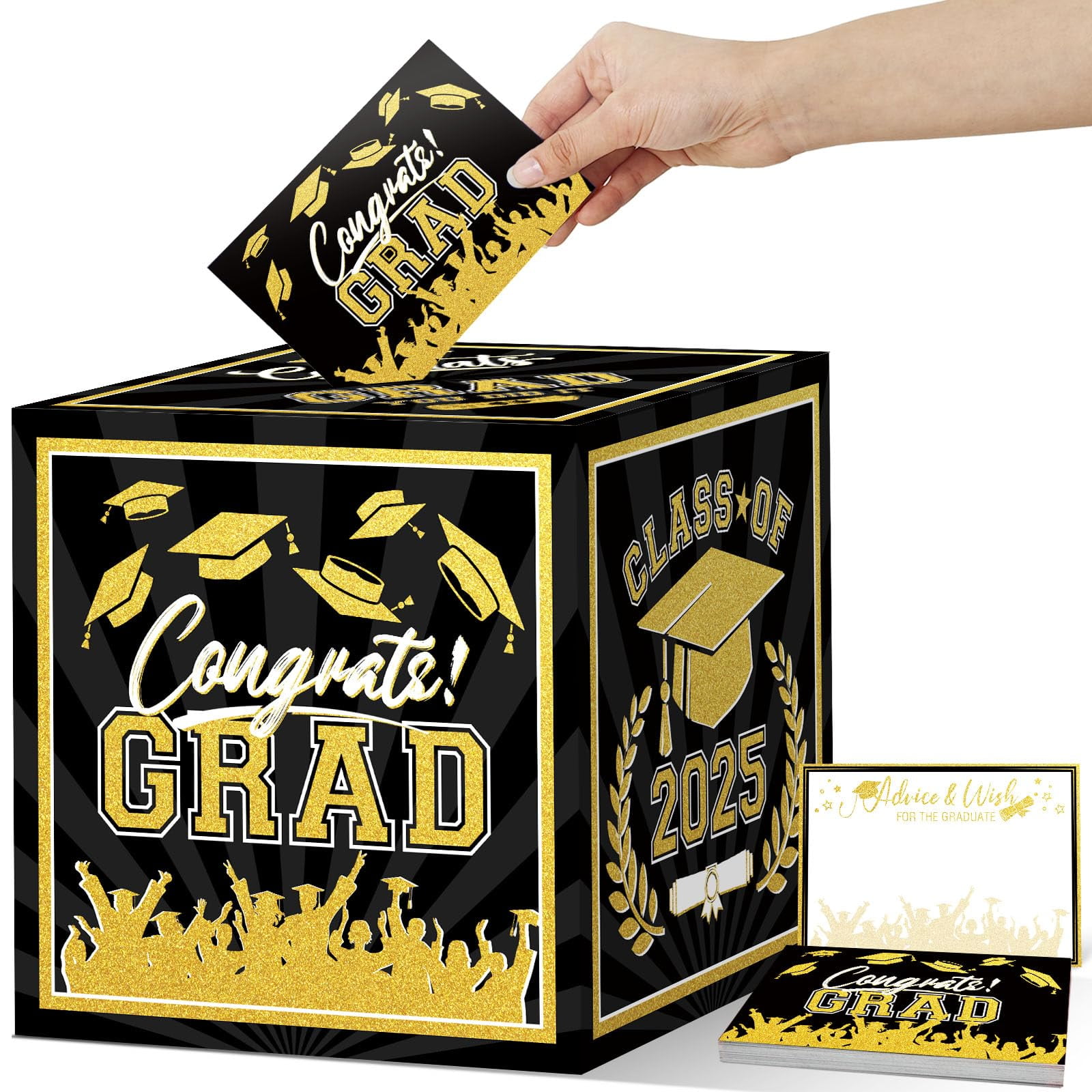 OTTPOOM Graduation Card Box STF9 2025 Black and Gold Graduation ...