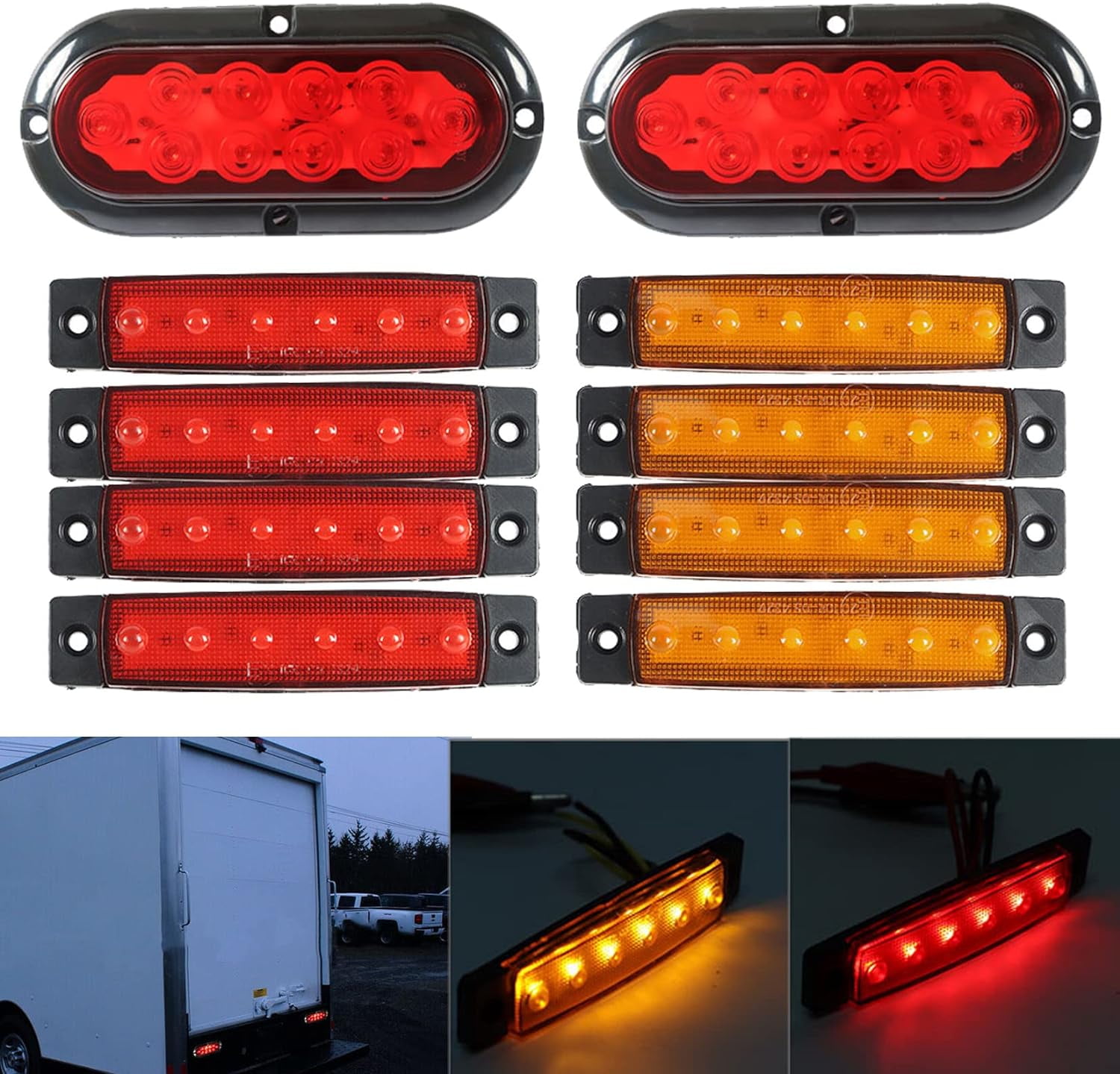 OTTULUR 10pcs Red LED Trailer Tail Light Kit Replacement for Truck ...