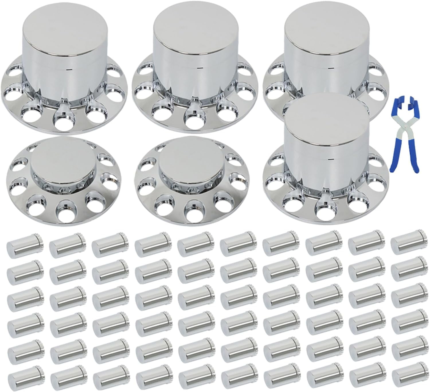 OTTULUR 2 Front + 4 Rear 33mm Lug Nug Chrome Hub Cover Kit Wheel Axle ...