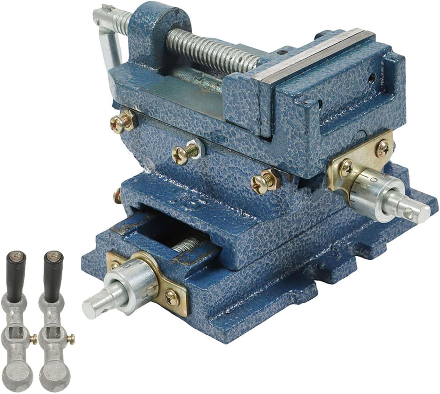 OTTULUR 3in Cross Slide Rig Vise Blue Aluminium Handle Table Vise for ...