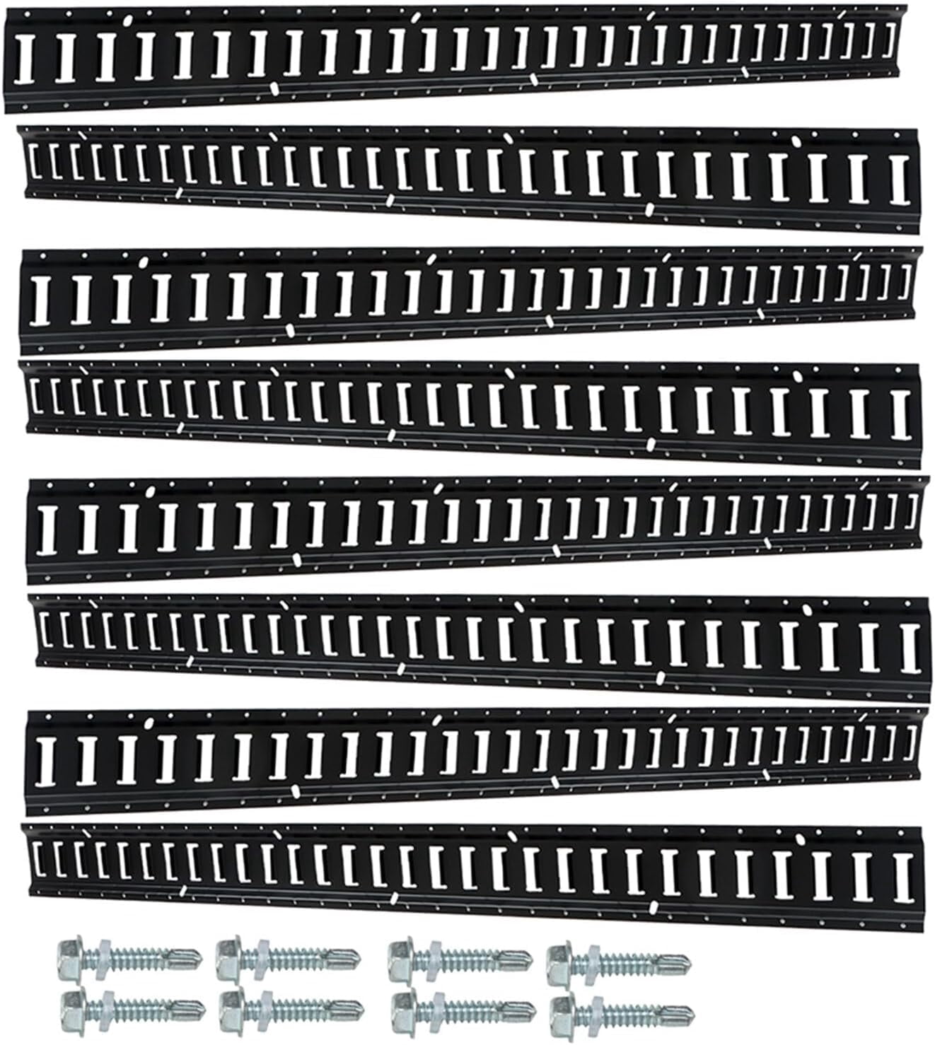 OTTULUR 8 PCS Powder Coat Black E Track Tie Down Rail Kit 5 Foot for ...
