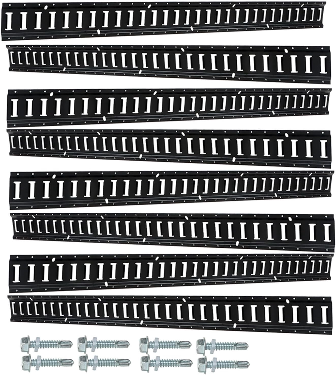 OTTULUR 8 PCS Powder Coat Black E Track Tie Down Rail Kit 5 Foot for ...