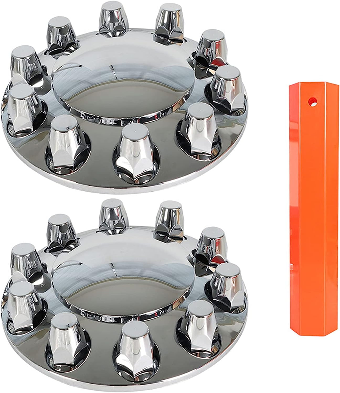 OTTULUR Chrome Semi Truck Hub Cover, Center Caps with 33mm Lug Nuts for ...