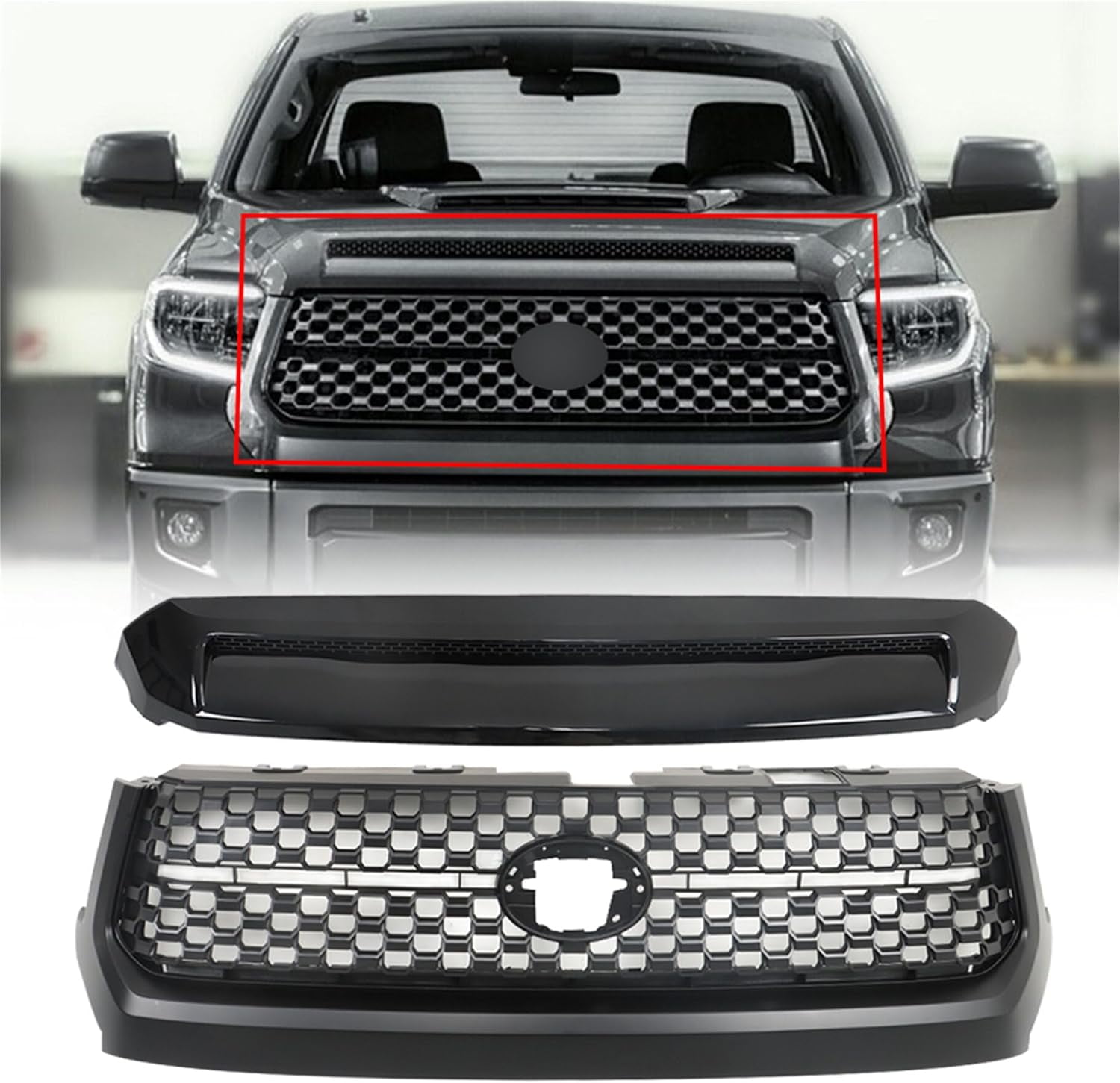 OTTULUR Front Grille&Hood Bulge Molding Set For 2014-20 Toyota Tundra ...