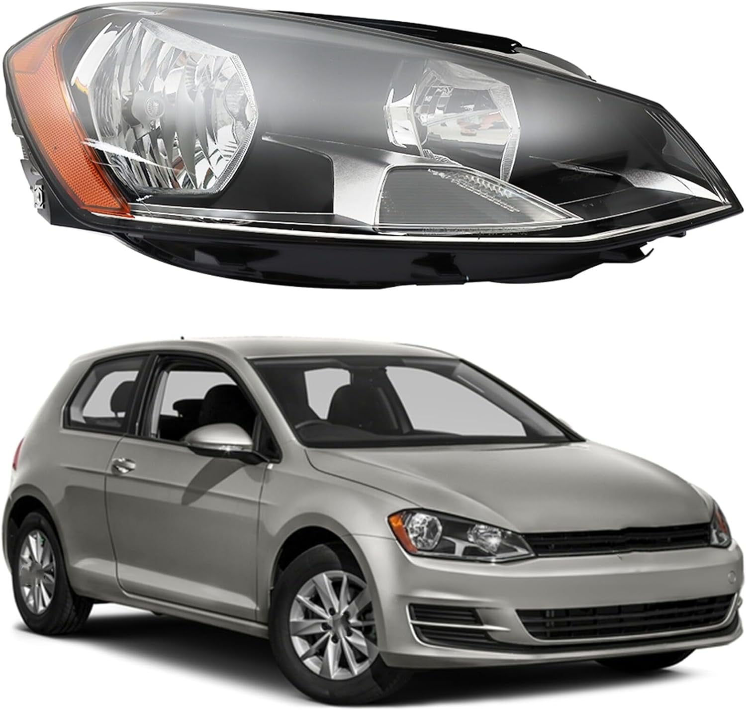 OTTULUR Headlight Assembly Replacement for Golf 2015-2017 Halogen ...