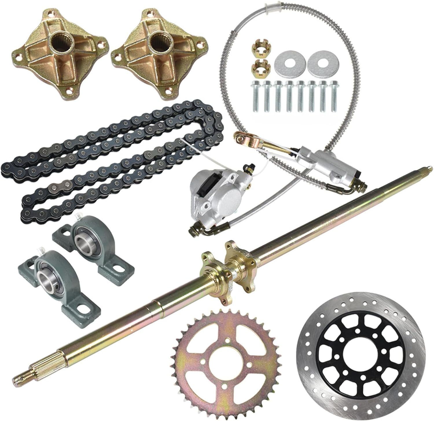 OTTULUR Kart Rear Live Axle Kit Sprocket Brake Hubs 44in Replacement ...