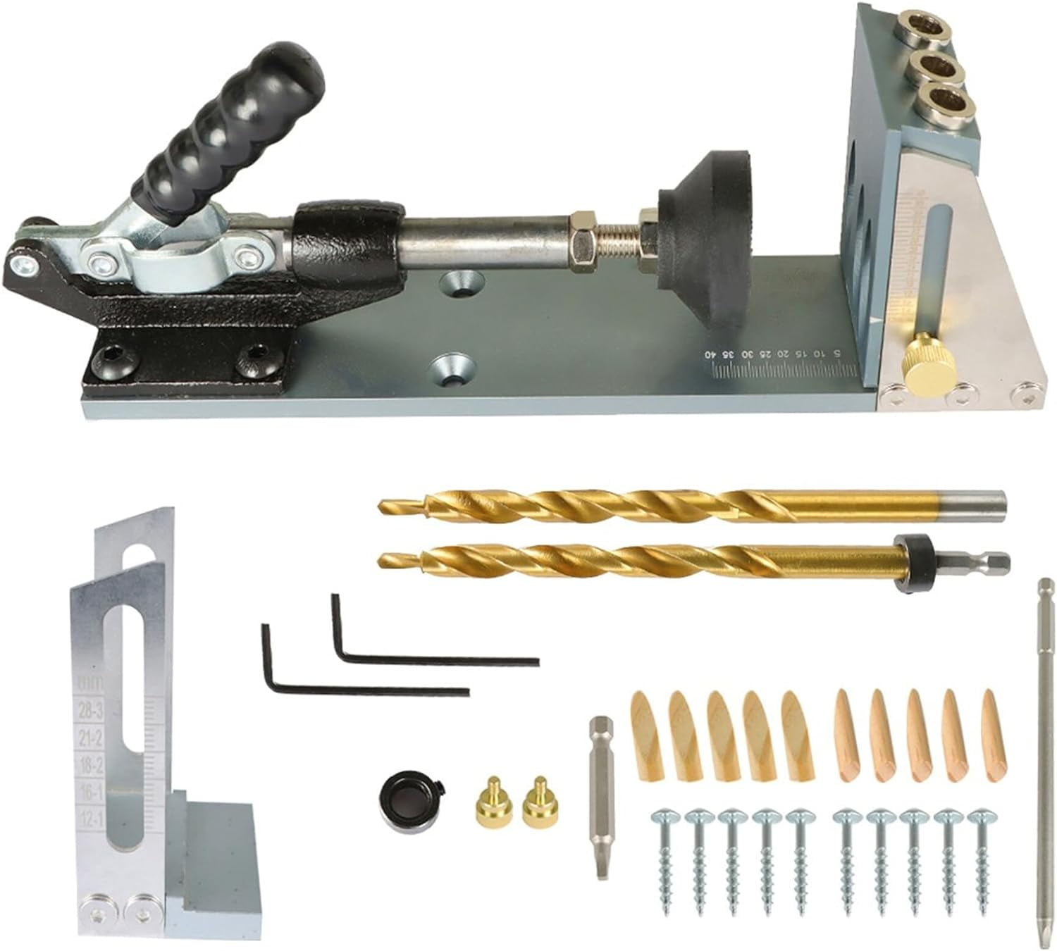 OTTULUR Pocket Hole Jig Kit Adjustable Dowel Jig Kit All-Metal Portable ...