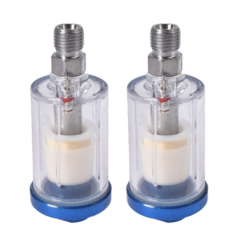 OTTULUR Set of 2 Spray Gun 1/4" Air Line Mini Filter Water Trap Clear ...