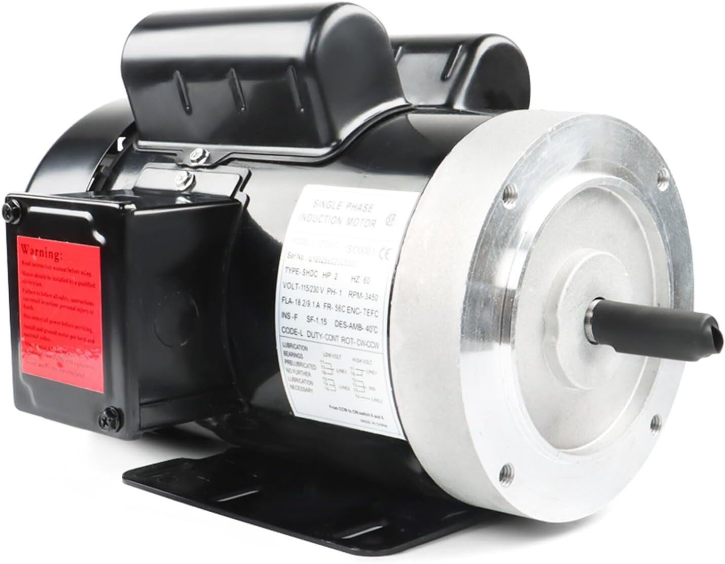 OTTULUR Single Phase Air Compressor Motor 2HP 56 Frame 3450RPM TEFC ...
