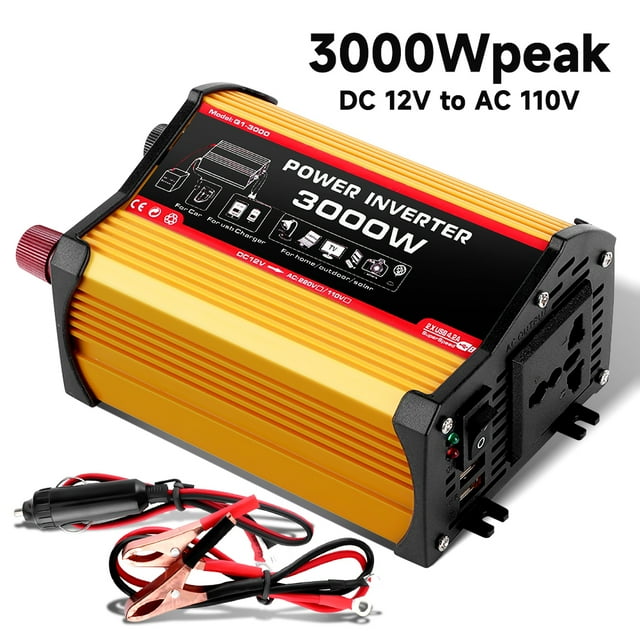 OTVIAP 3000 Watts Power Inverter, DC 12v to AC 110V Car Inverter Dual ...