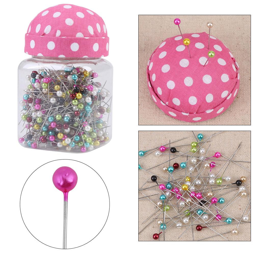 OTVIAP 500Pcs Beads Needles Quilting Pins in Pink Fabric Covered Pin ...