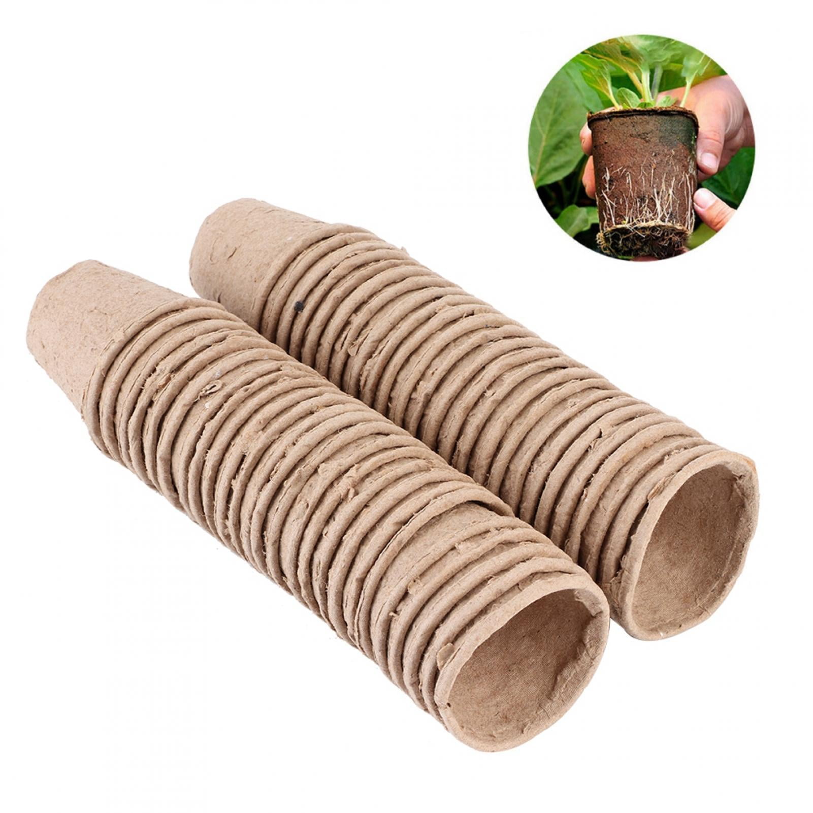 OTVIAP 50Pcs 6x6CM Round Degradable Paper Pulp Peat Pots Plant Nursery ...