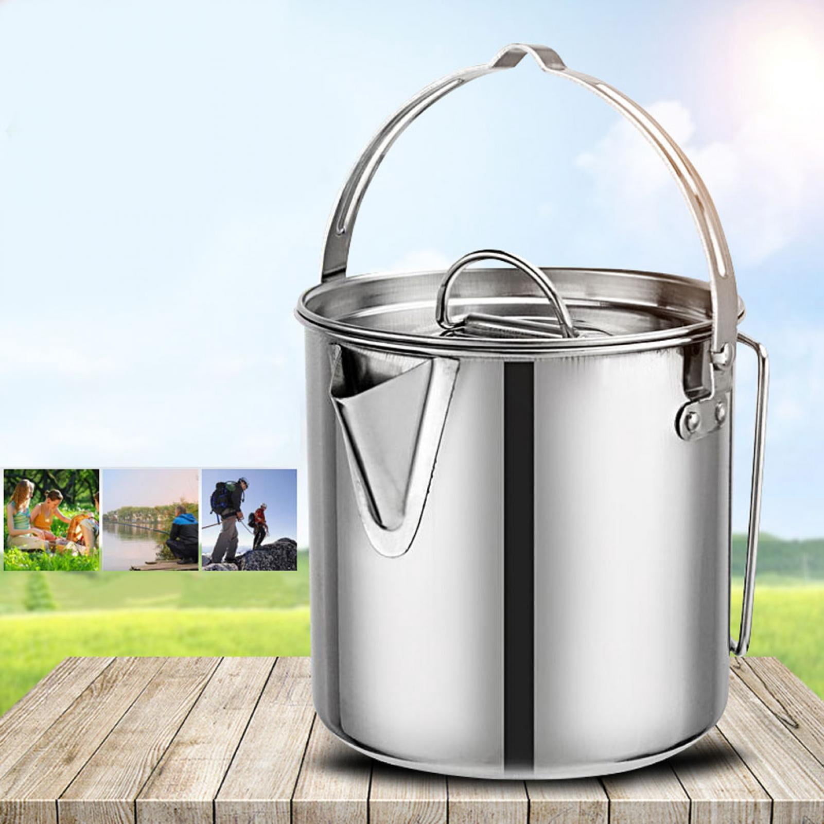 OTVIAP Stainless Steel Water Pot, 1.2L Camping Kettle, Insulated ...