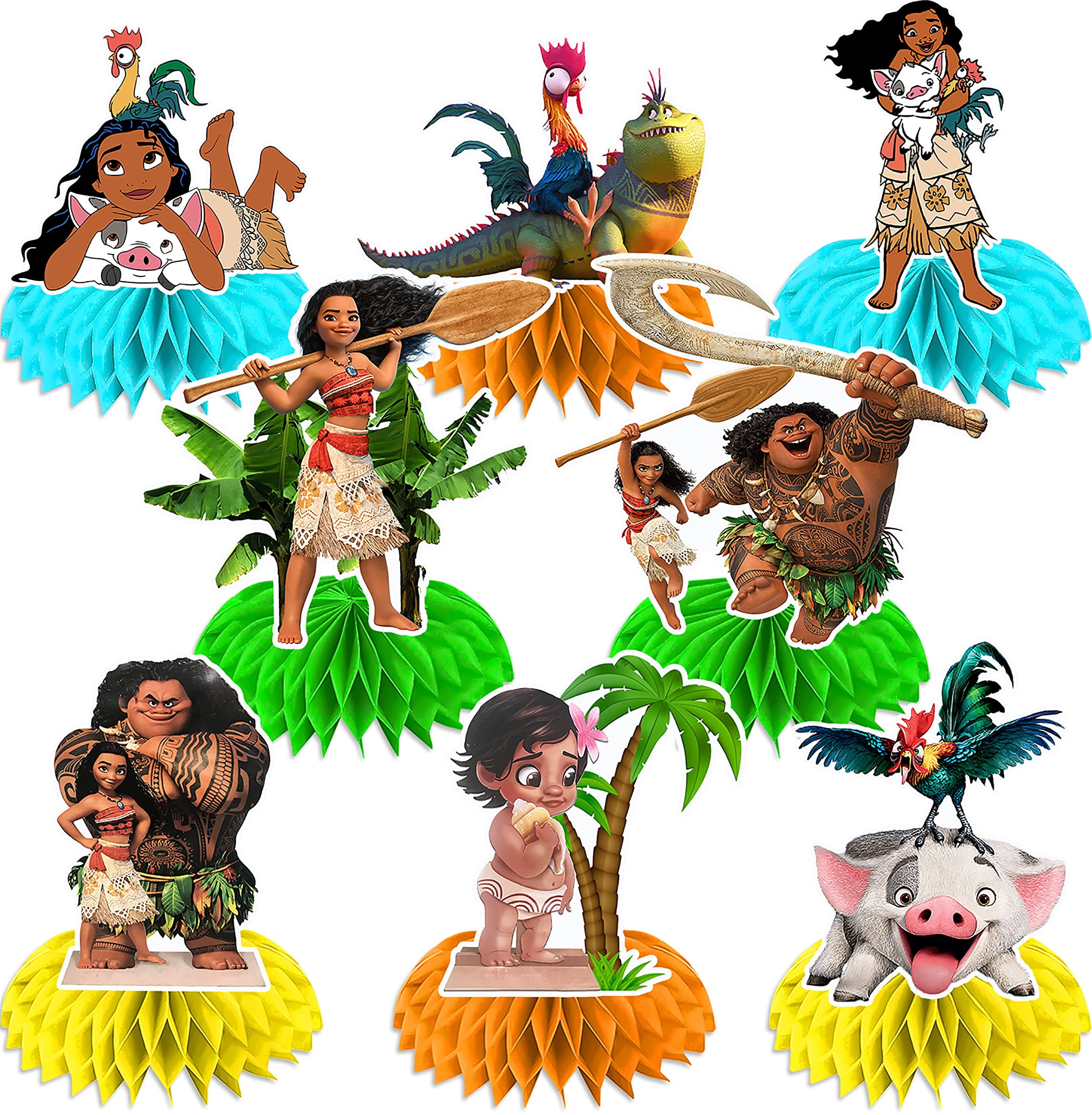 OU GUAN Moana Party Honeycomb Centerpiece Table Decorations Moana Theme ...