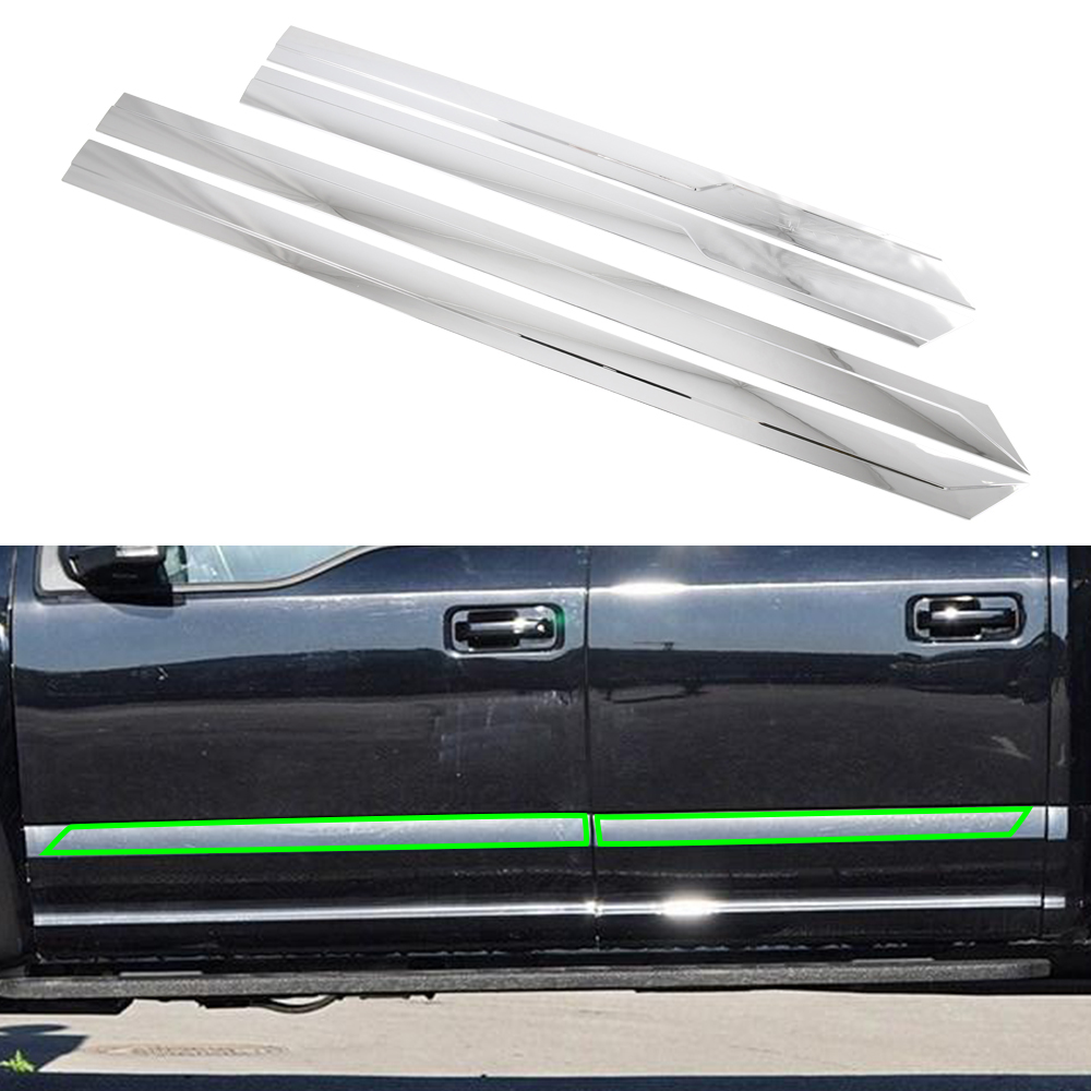 OUBOLUN ABS Chrome Silver 4 Pcs/Set Door Side Molding Trims Line ...