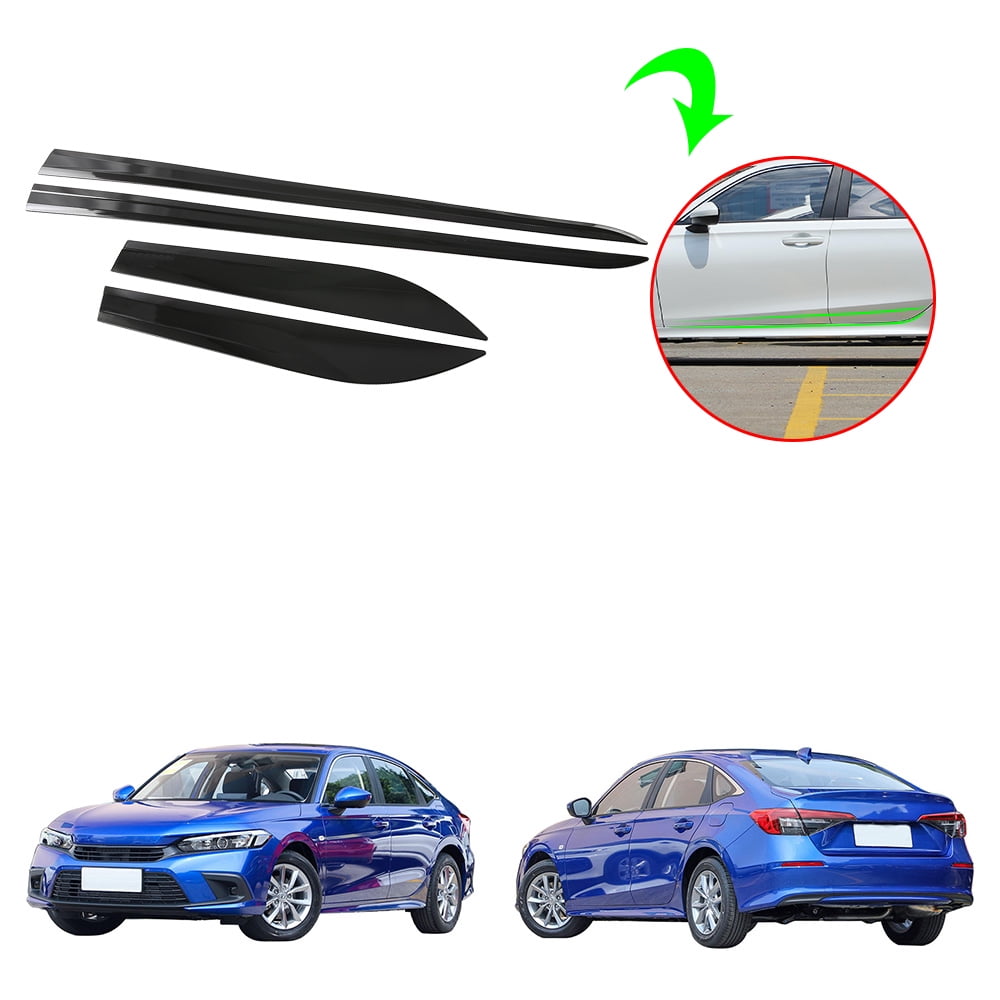 OUBOLUN ABS Glossy Black 4 PCS/Set Door Side Molding Trims Streamer ...