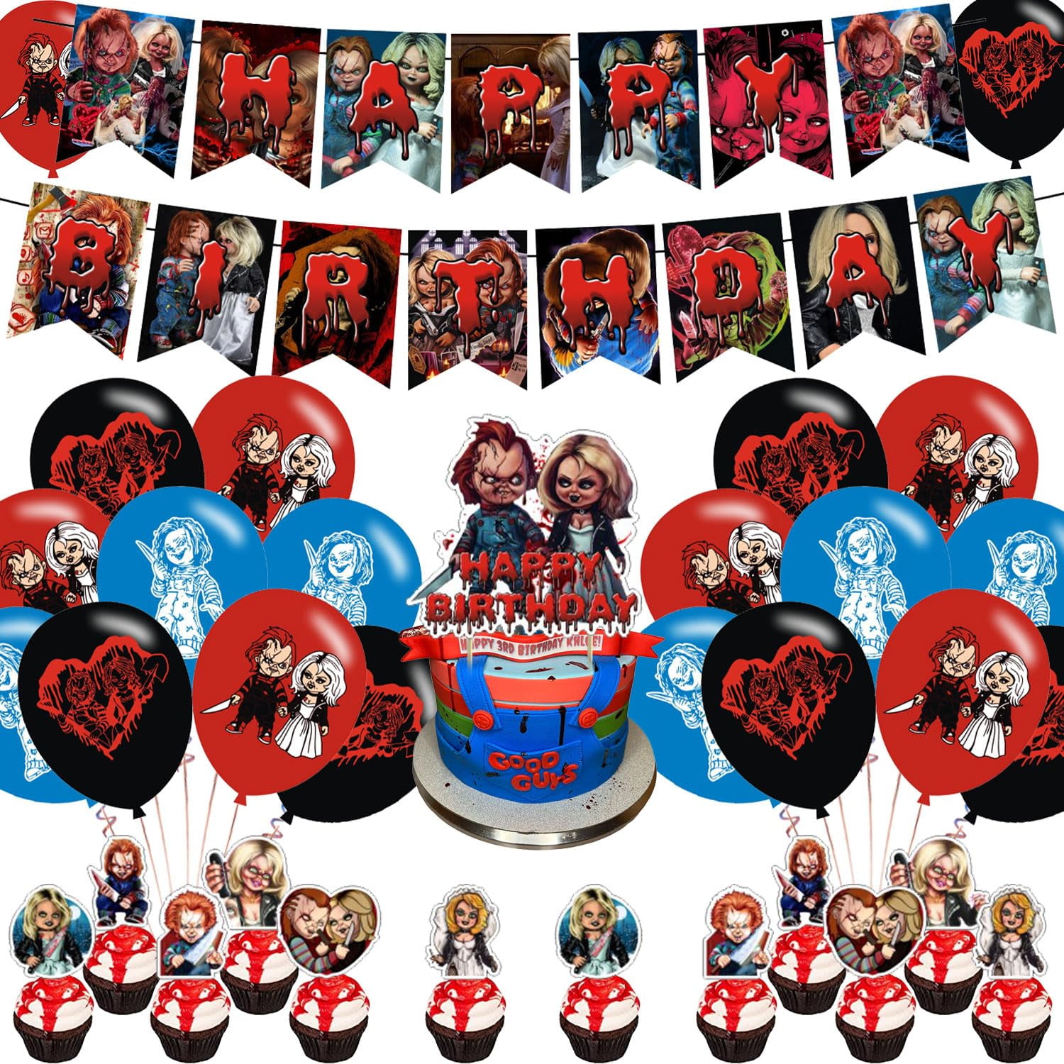 OUDINI Bride of Chucky Birthday Party Supplies - Horror Cartoon Chucky ...