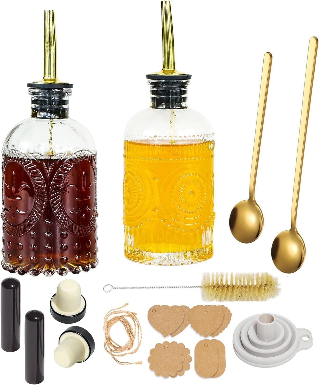 OUDIZZ 4pcs Syrup Dispenser Bottles for Coffee Bar, 7oz Simple Glass ...