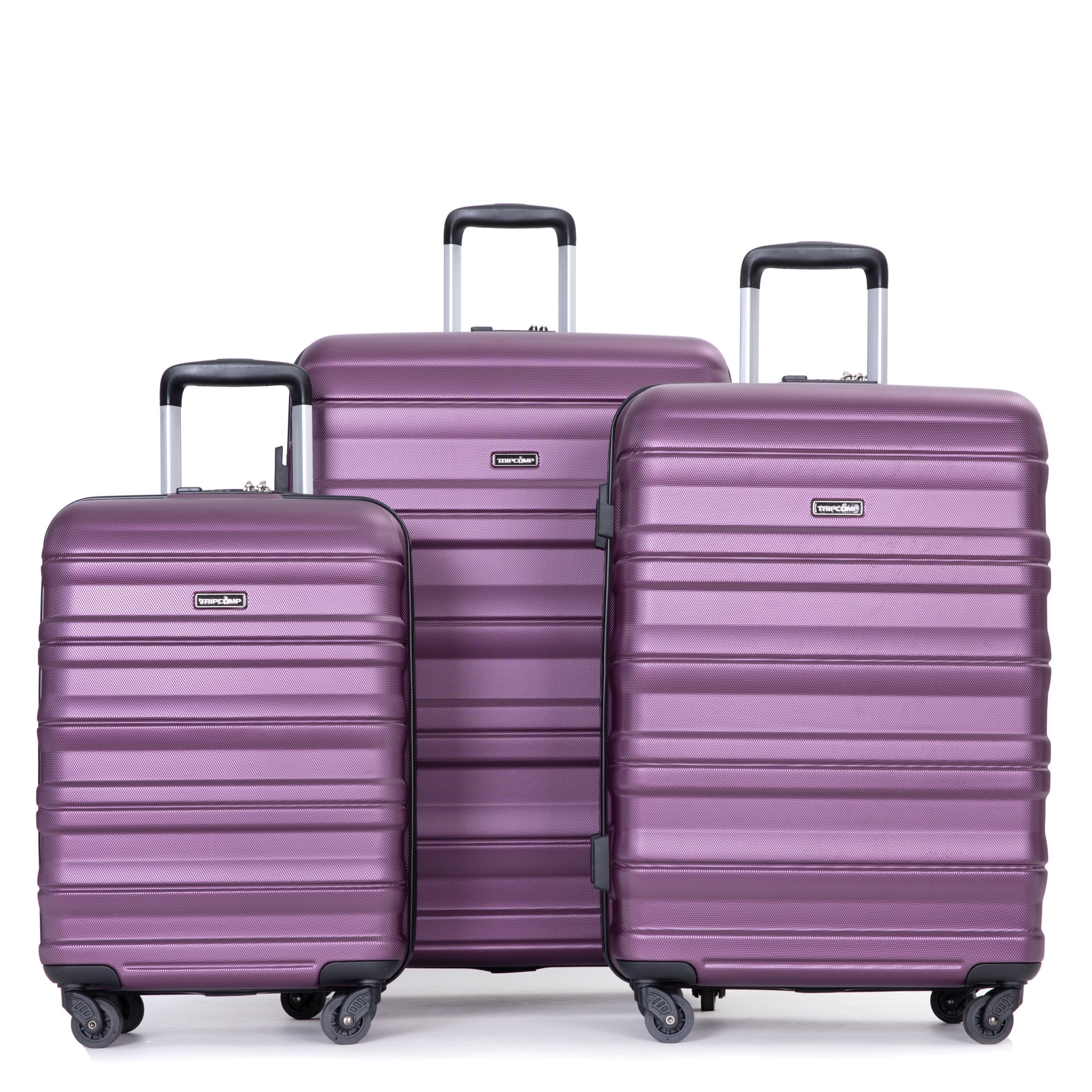 OUDOSPRS 3-Piece Purple Expandable PC Luggage Set - Lightweight Spinner ...