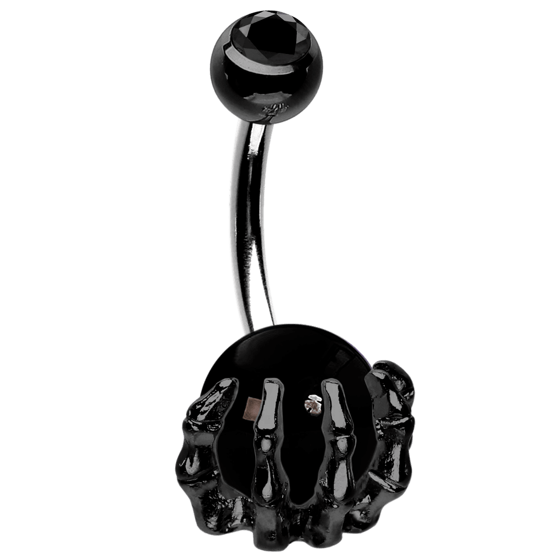OUFER 14G Stainless Steel Navel Rings Skull Hand with Gem Ball Belly ...